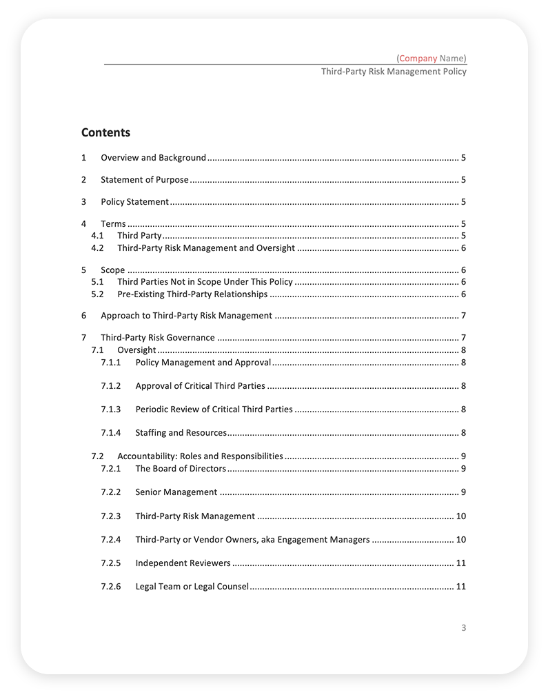 Third-Party Risk Management Policy Template