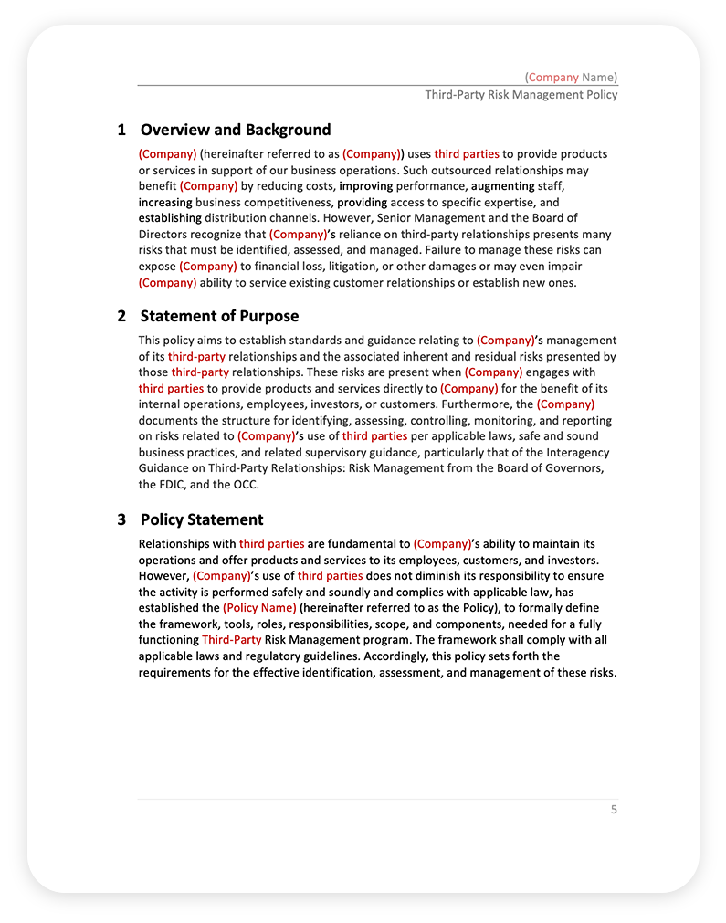 Third-Party Risk Management Policy Template