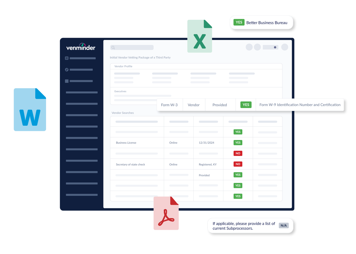 Initial Vendor Vetting Package of a Third Party