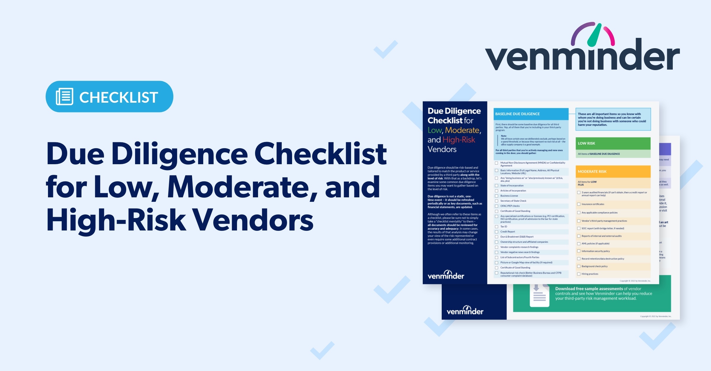 Due Diligence Checklist for Low, Moderate, and High-Risk Vendors